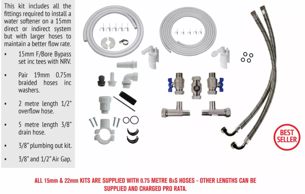 Water Softener Installation Kits - Low flow 15mm kit